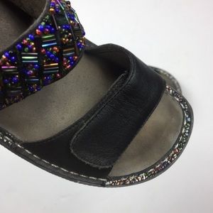 Algeria | Shoes | Algeria Black Leather Beaded Wedge Sandals | Poshmark